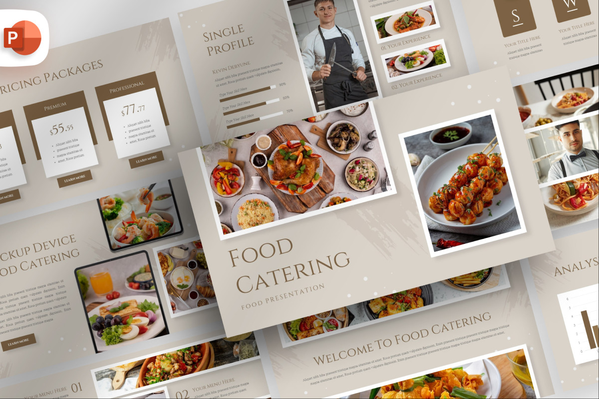 Elegant Food Catering PowerPoint Template | Nulivo Market